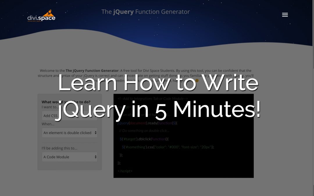 Learn To Write JQuery In 5 Minutes Learn JQuery Divi Space