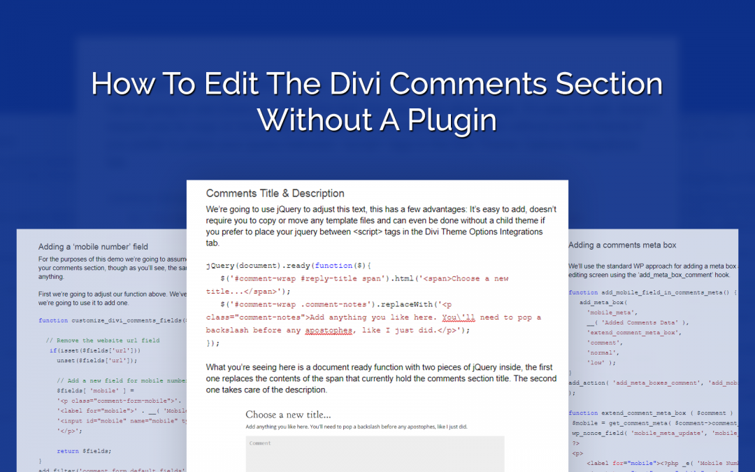 How To Edit The Divi Comments Section Without A Plugin