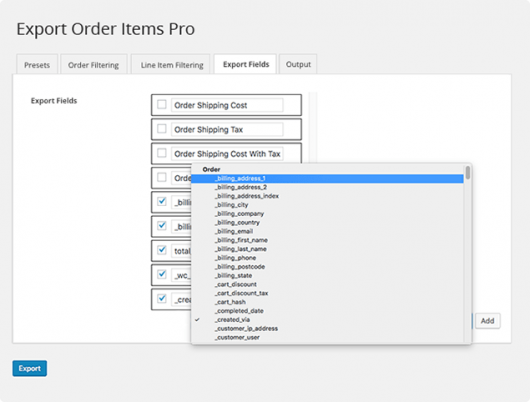 Extra Product Options Addon for Export Order Items Pro | WP Zone